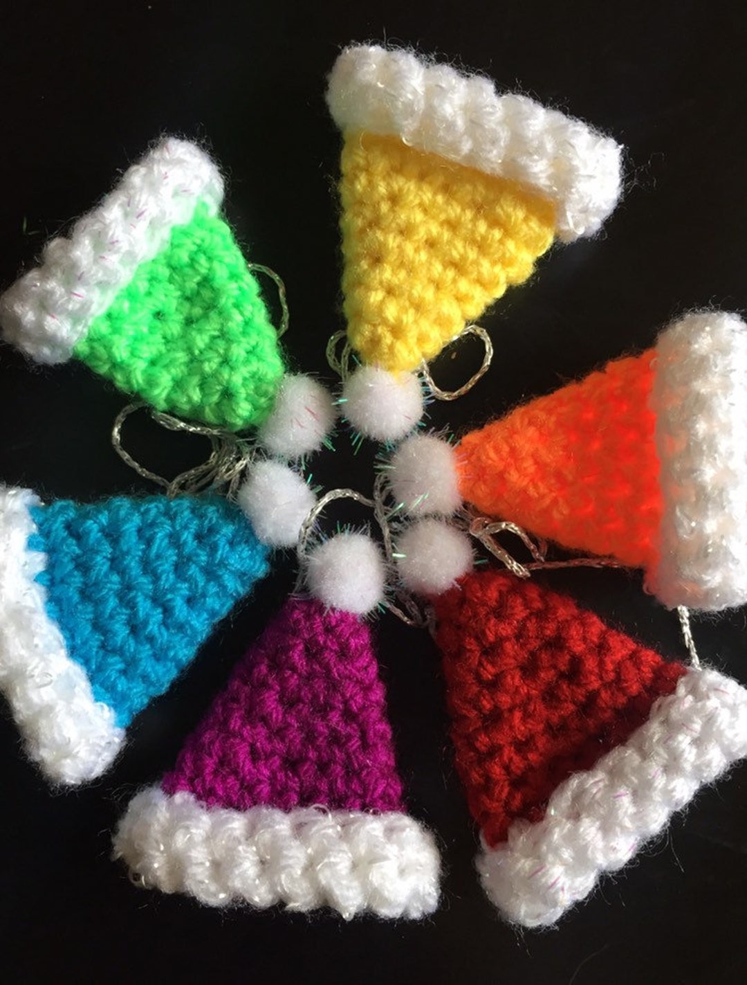 Set of Rainbow Crochet Mini Santa Hats - Etsy