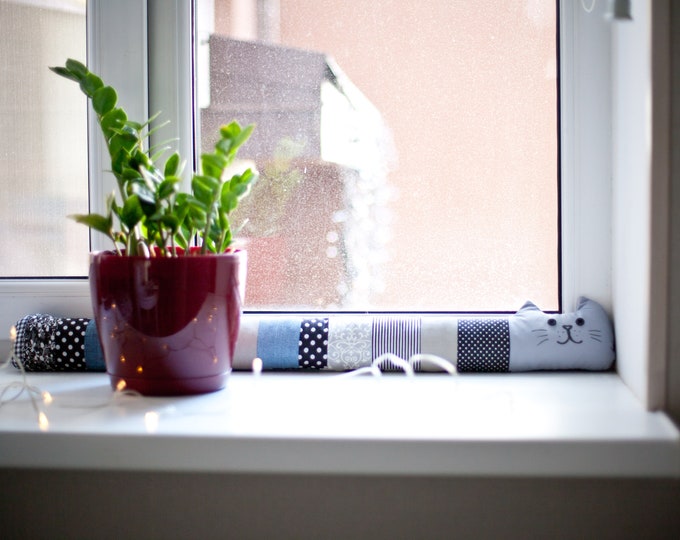 Door Draft Stopper Cat Patchwork Window Draft Dodger Door or Window ...