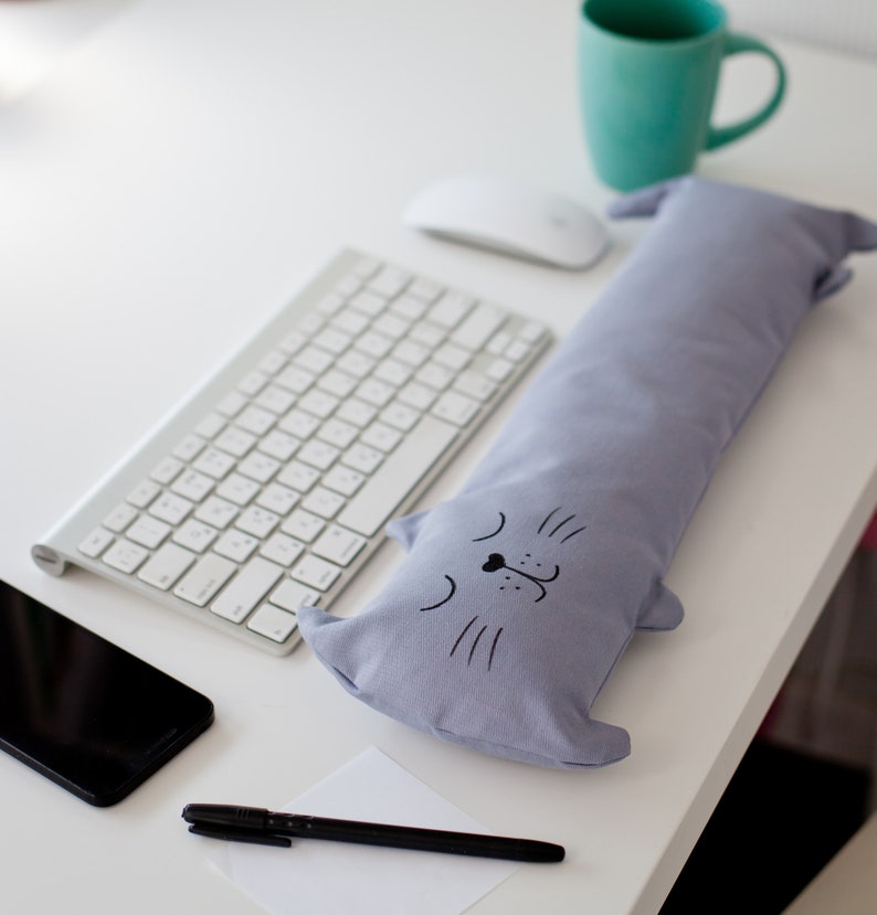 Wrist rest cat mouse pad blue set Cubicle decor geek fabric | Etsy