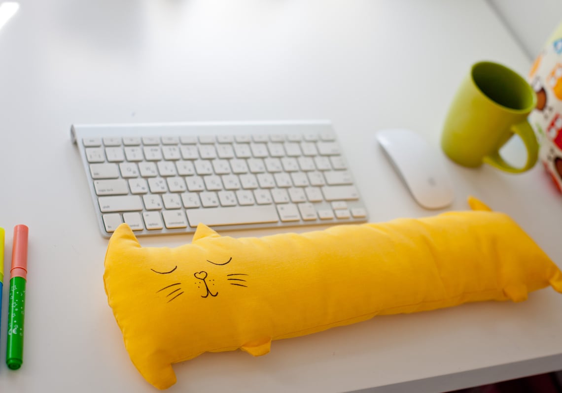 Wrist rest cat mouse pad blue set Cubicle decor geek fabric | Etsy