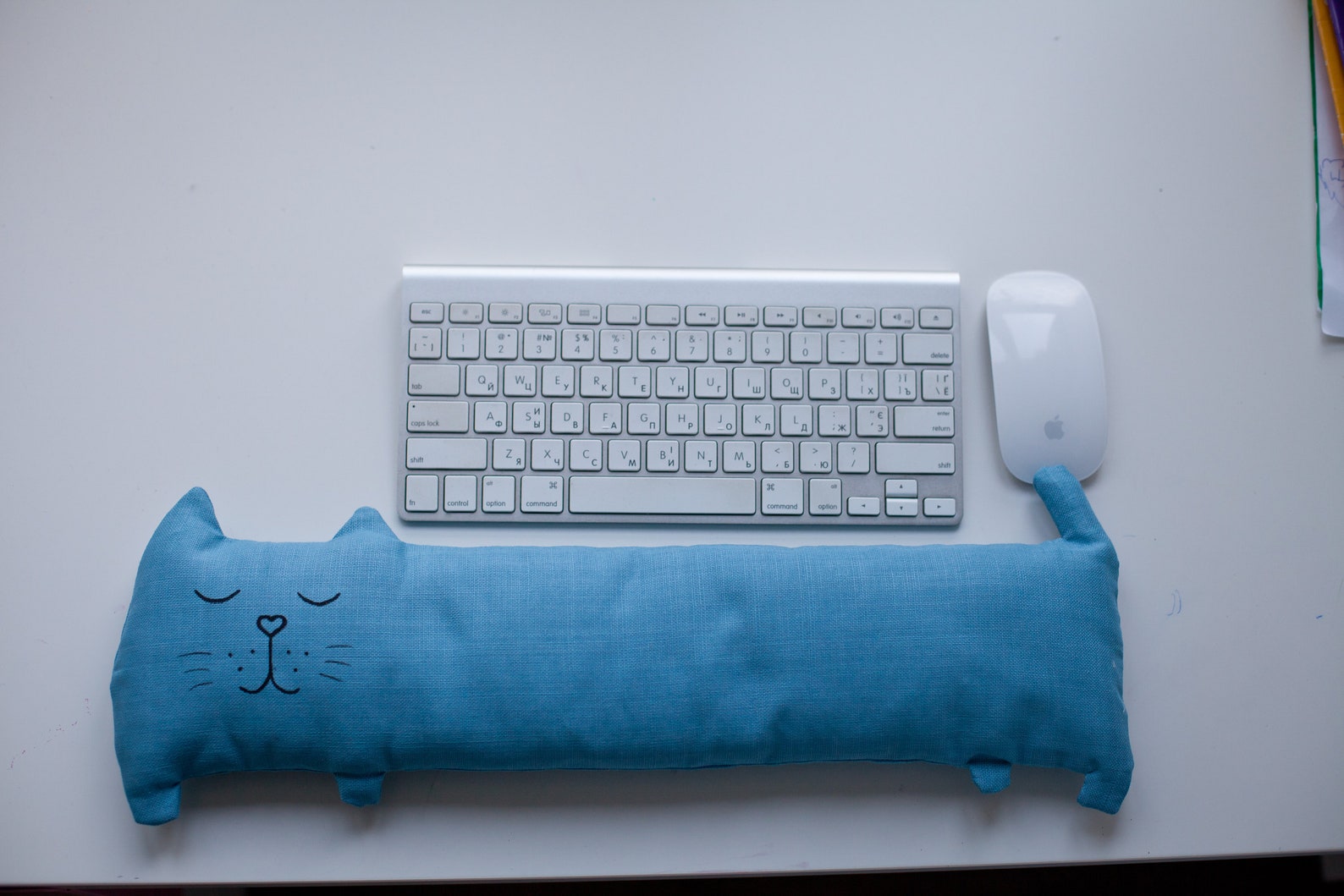 Wrist Rest Cute Cat Set Black Cover Mouse Pad Keyboard Sly Fox ...