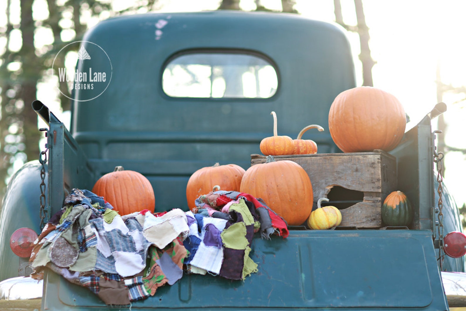 Fall Digital Background, Fall Backdrop, Fall Truck With Pumpkins ...