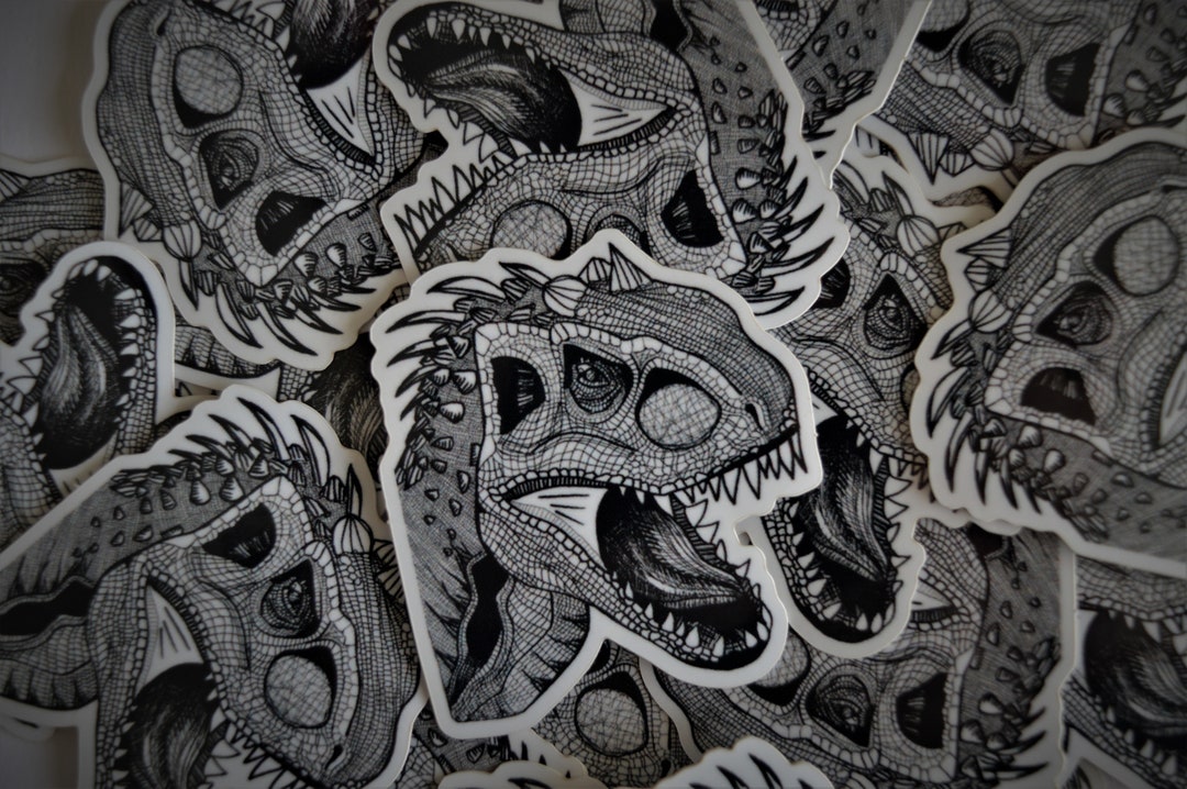 Glossy Coated Vinyl Stickers Set of 6 Dinosaurs- Velociraptor ...