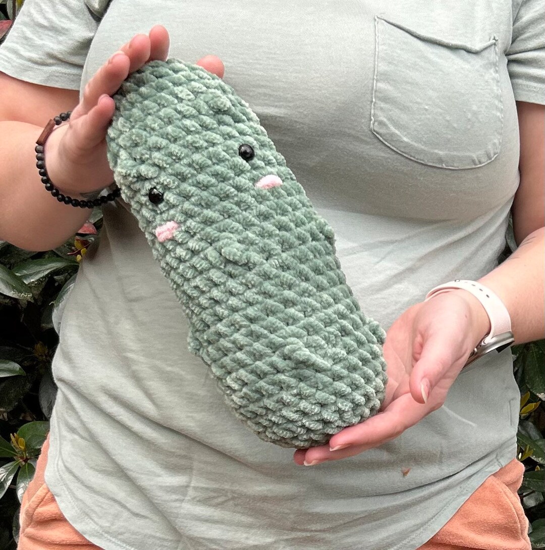 Crochet Pickle Plushie, Pickle Stuffed Toys, Large Crochet Pickle ...