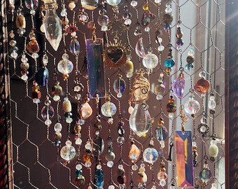 Chicken Wire Wood Frame Glass Bead Suncatcher - Etsy
