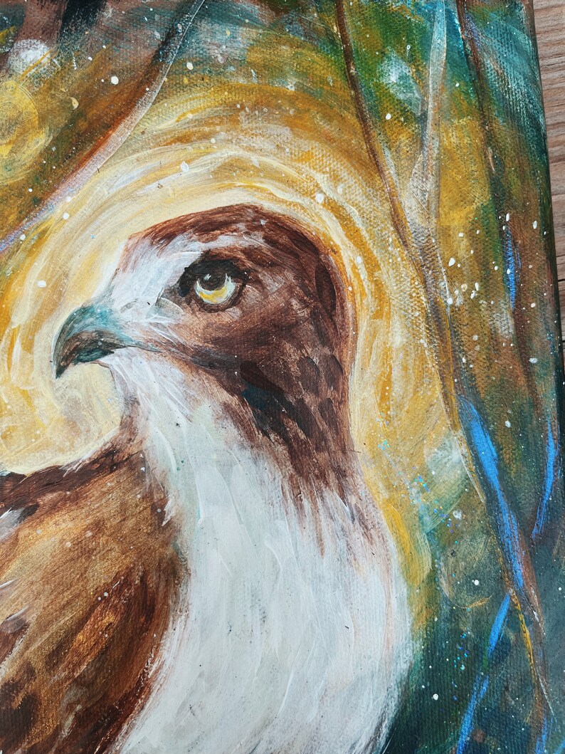 Hawk in the Forest, Original 12 X 16 Canvas Painting / Red Tailed Hawk ...