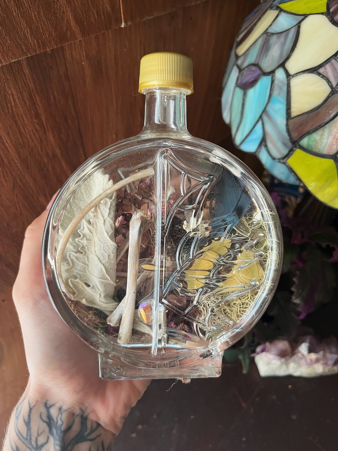 Glass Maple Syrup Bottle / Bone Jar Altar Bottle / Curiosity Cabinet ...