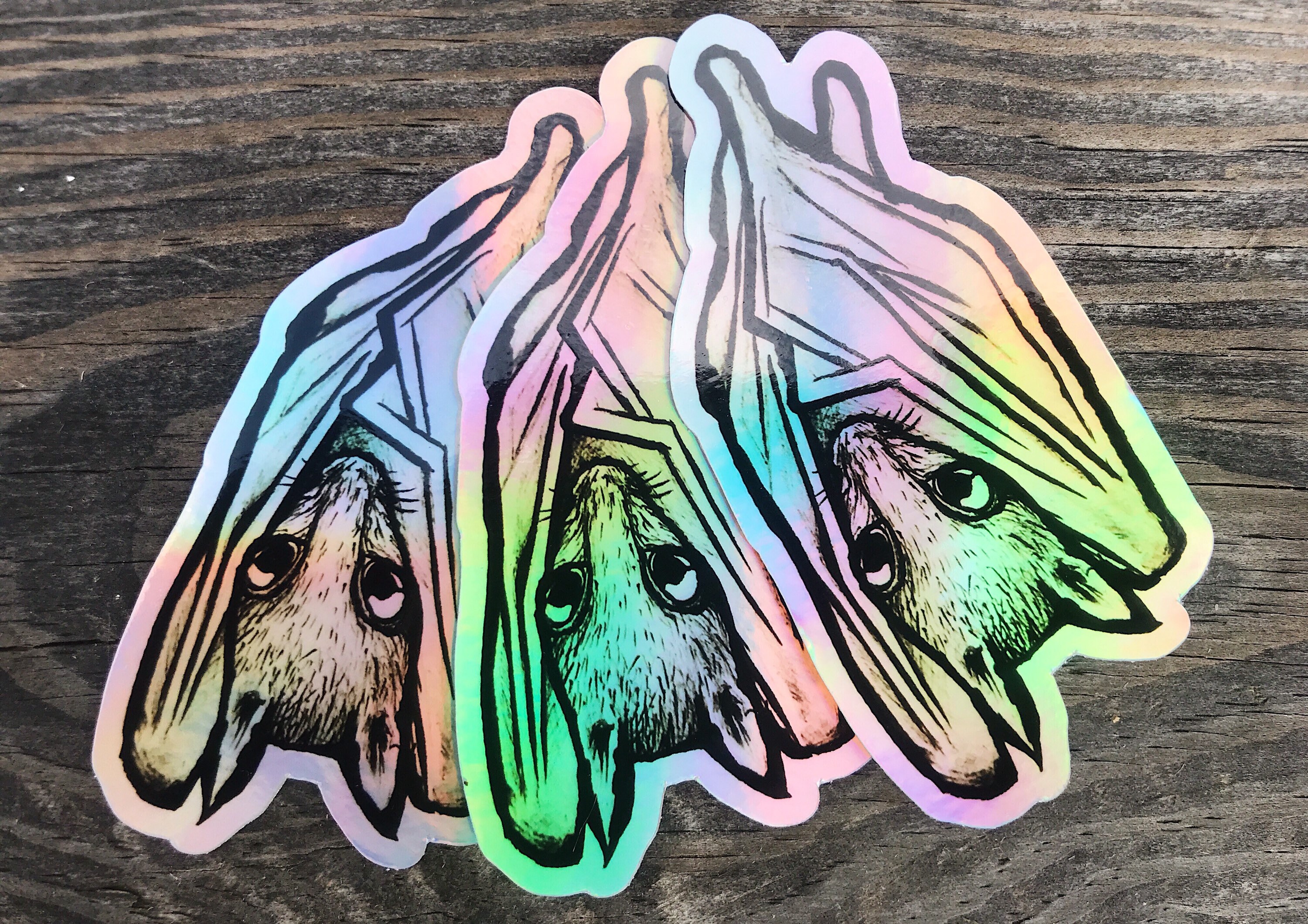 Holographic Vinyl Sticker Fruit Bat Illustration / Rainbow - Etsy