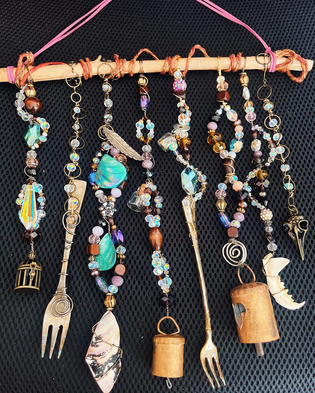 Vine Crystal Suncatcher Wind Chime / Wire & Found Objects Oddity Decor ...