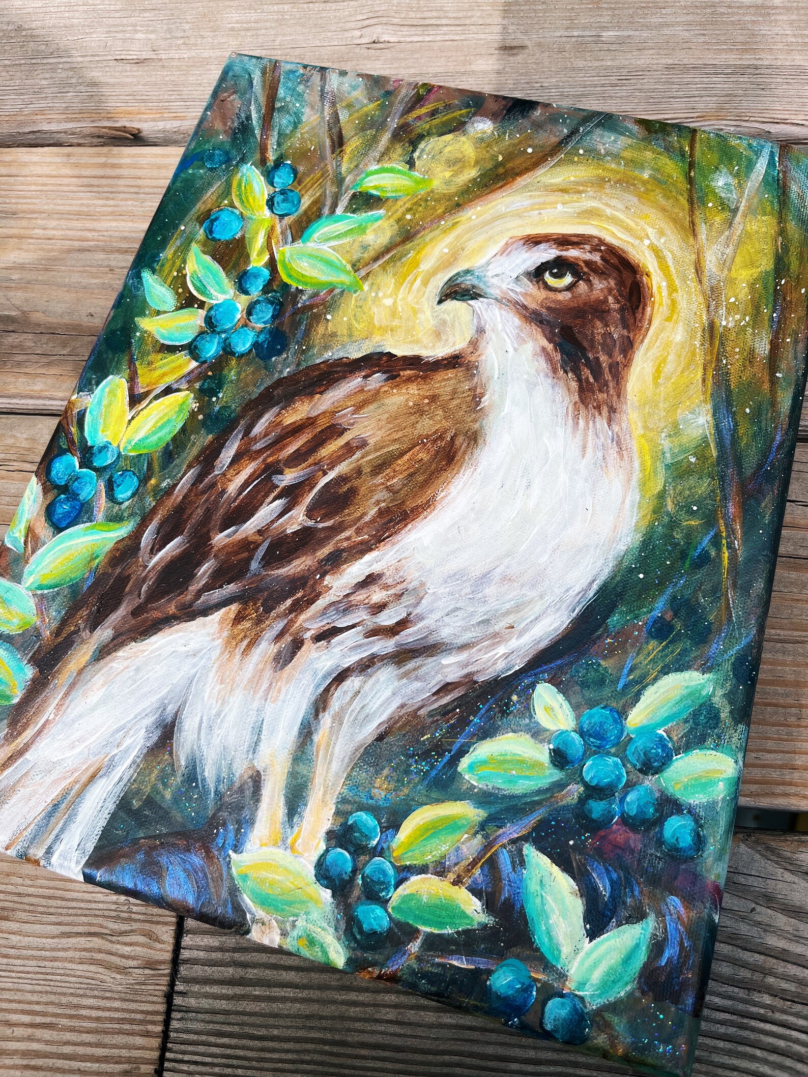 Hawk in the Forest, Original 12 X 16 Canvas Painting / Red Tailed Hawk ...