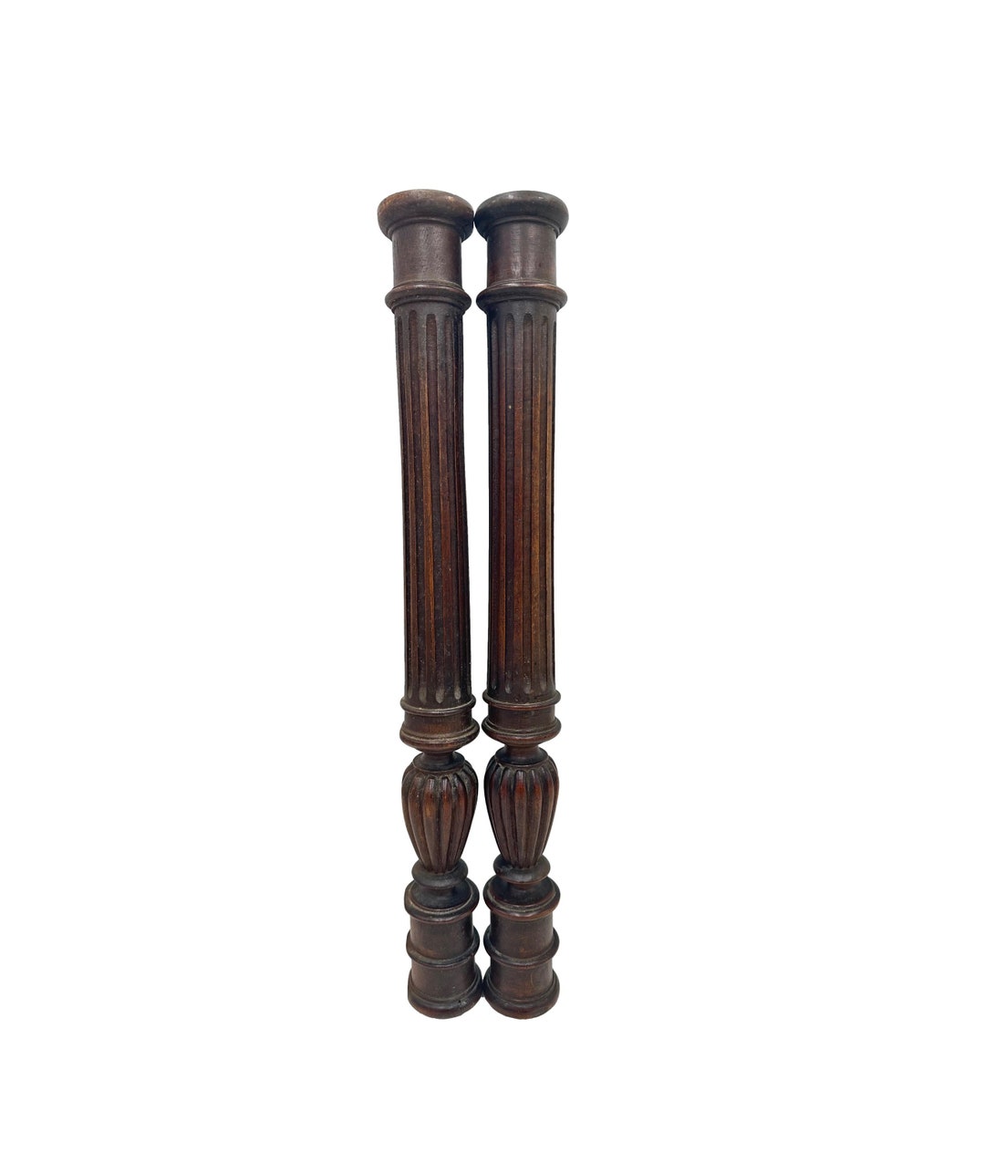 21" Vintage Wood Post Pillars, Architectural Fluted Pilasters, French ...