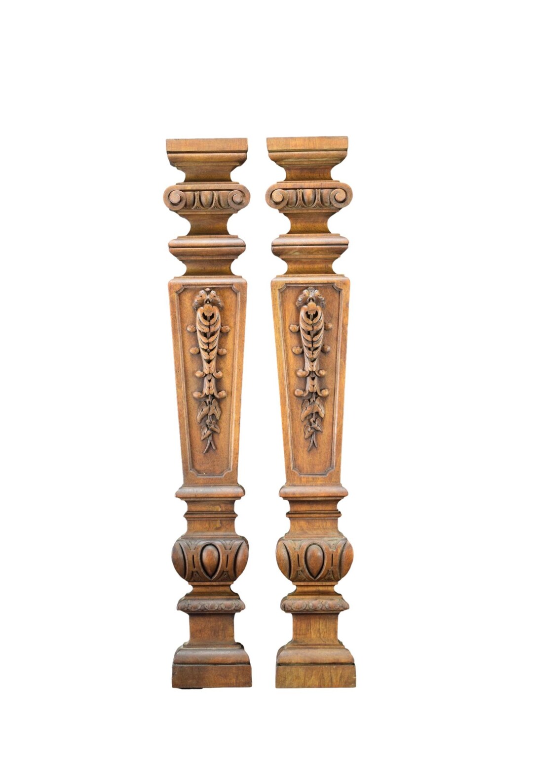 Pair of Carved Wood Trim Post Pillars Architectural Pilasters - Etsy