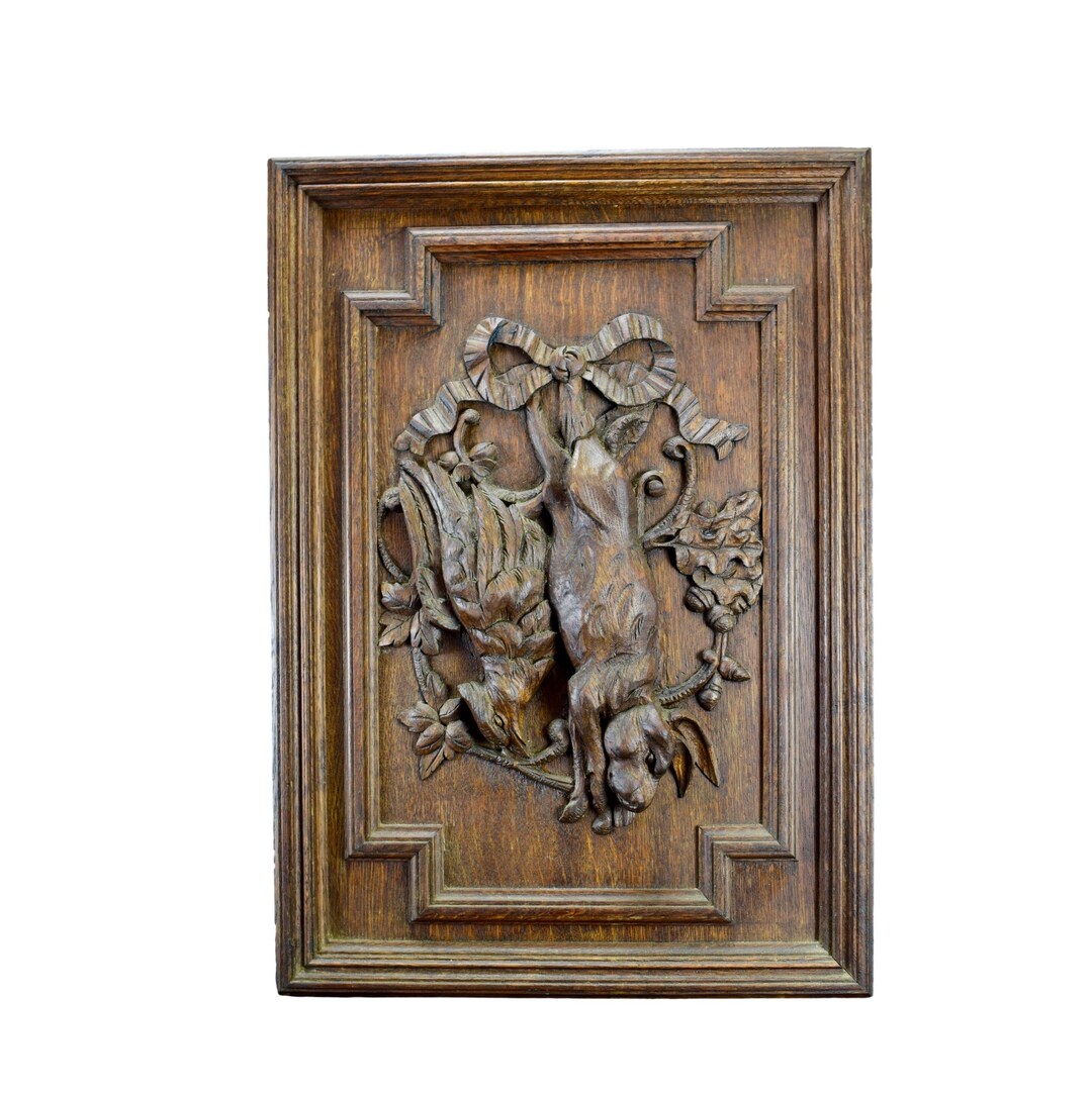 Vintage Hunting Trophy Wall Sculpture Carved Wood Black Forest Bird and ...