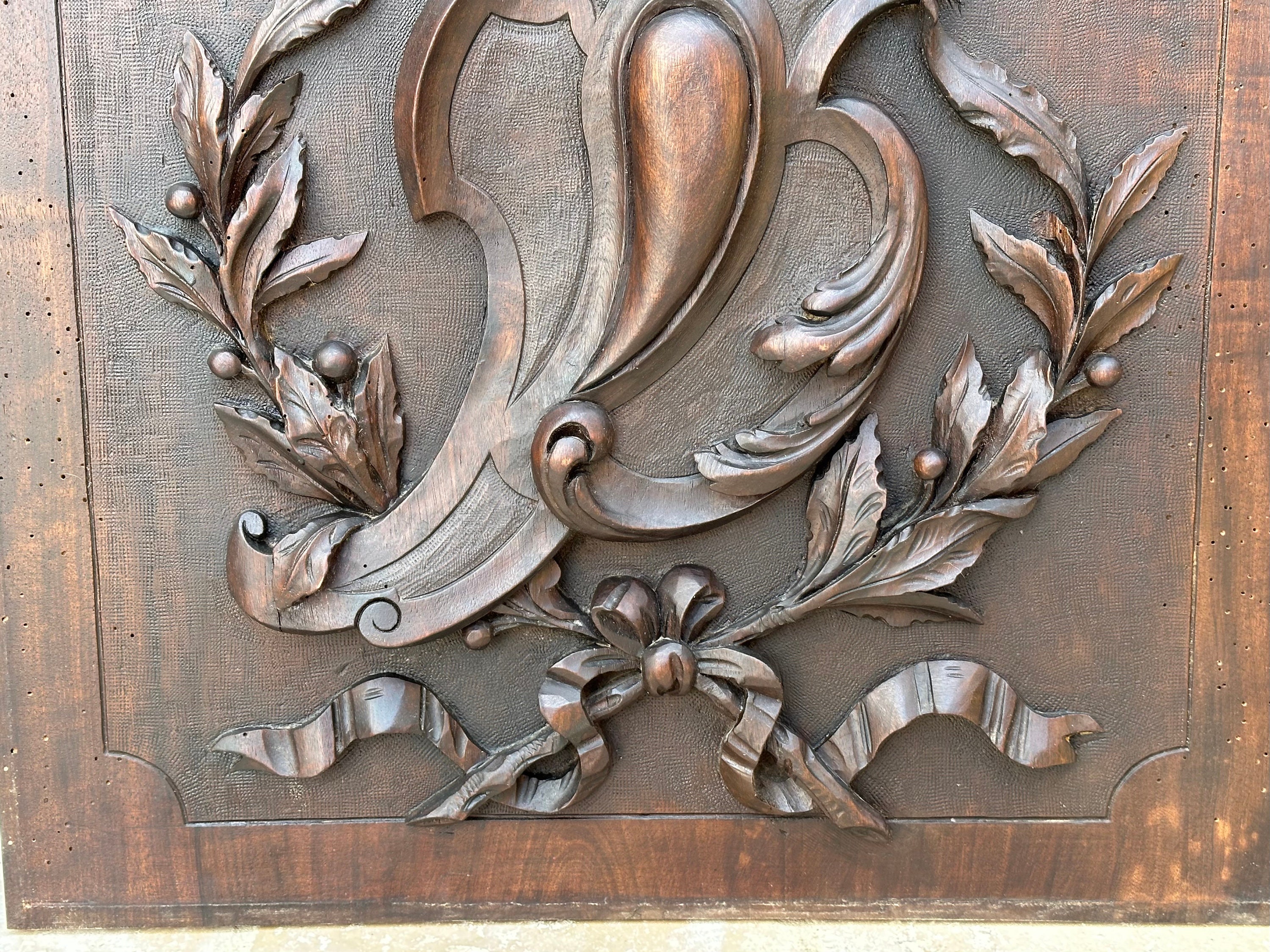 Architectural Hand Carved Wood Panel Scrolls Blazon Crest Paneling - Etsy