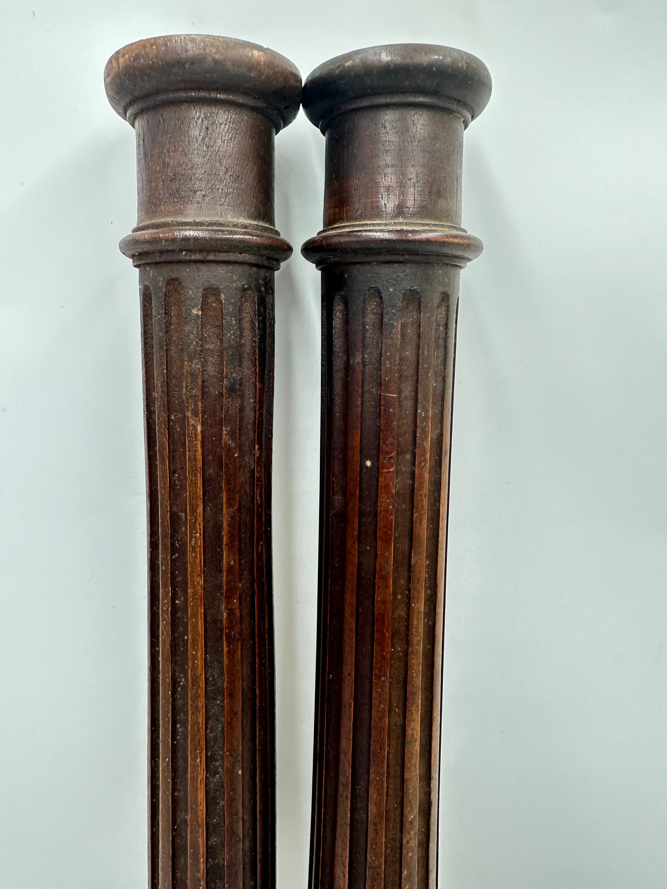 21" Vintage Wood Post Pillars, Architectural Fluted Pilasters, French ...