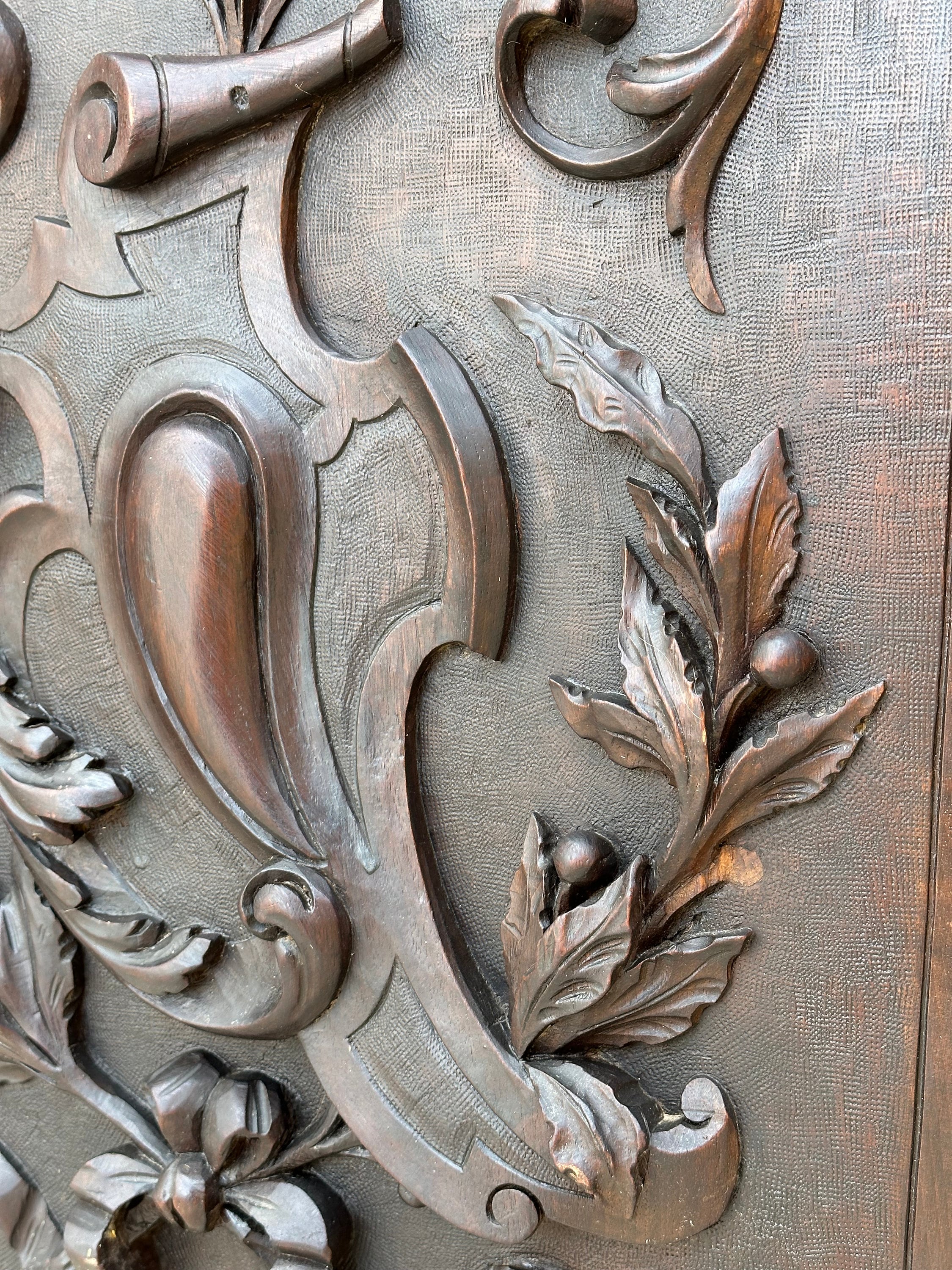 Architectural Hand Carved Wood Panel Scrolls Blazon Crest Paneling - Etsy
