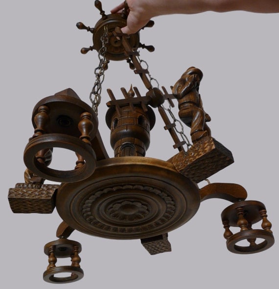 French Black Forest Antique Hand Carved Wood Light Lamp - Etsy