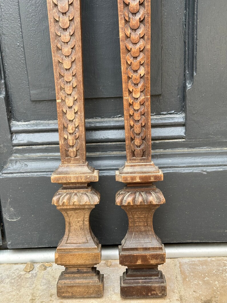 Pair of Carved Wood Trim Post Pillars Columns, Architectural Pilasters ...