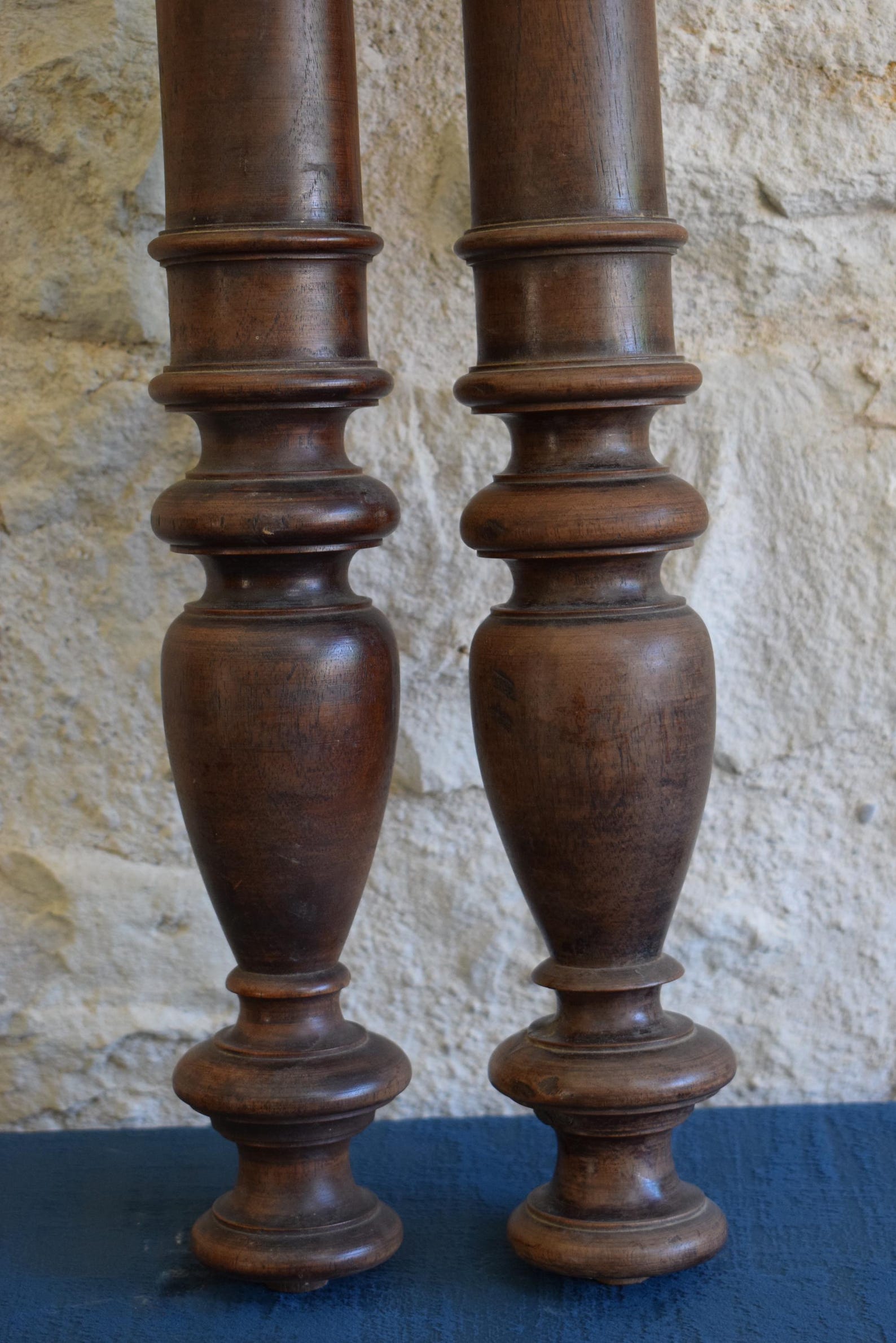 Walnut Wood Post Pillars, Architectural Furniture Pilasters, Antique ...