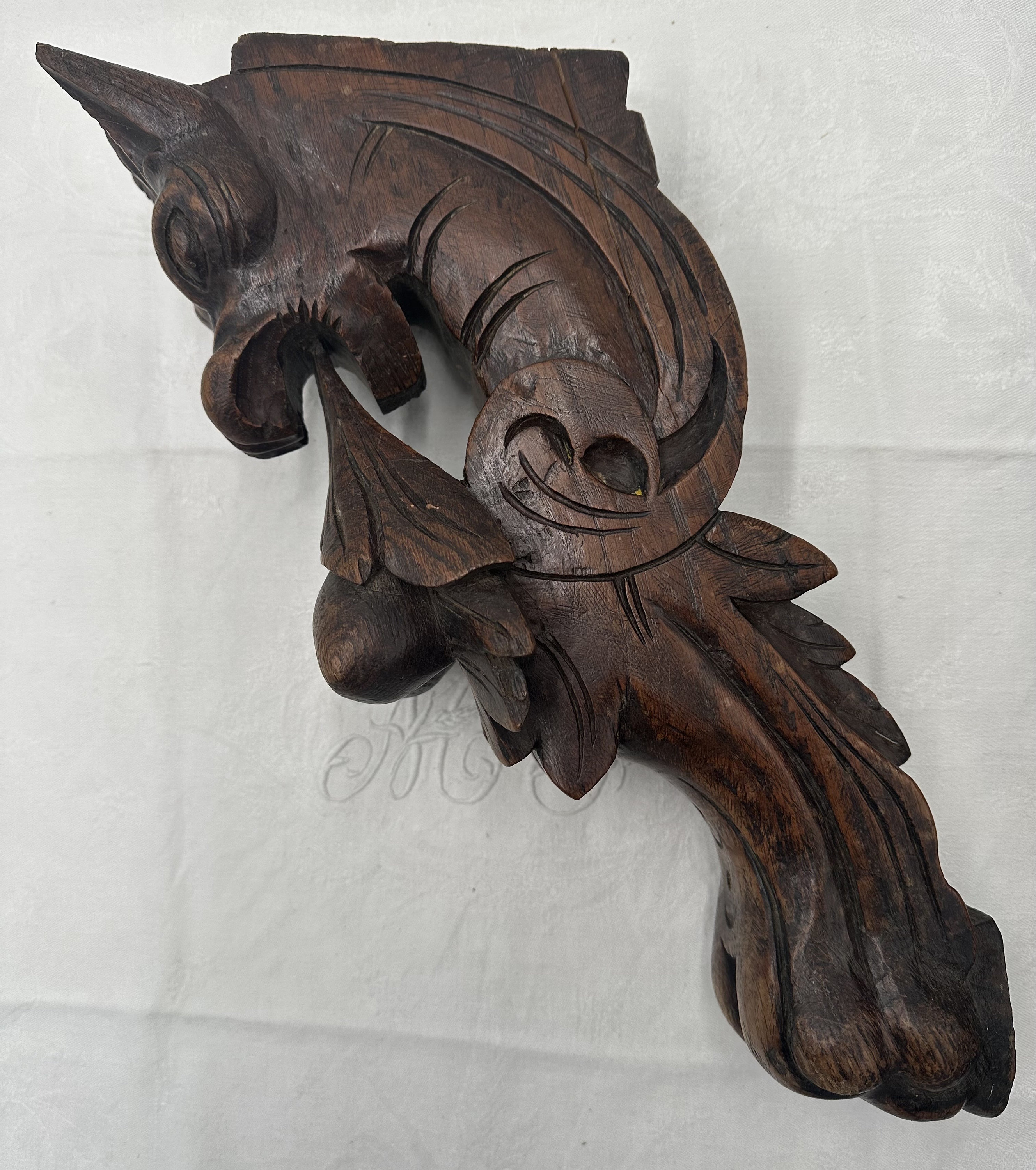 Hand Carved Oak Wood Corbels, Furniture Support, Griffin Dragon Fruits ...