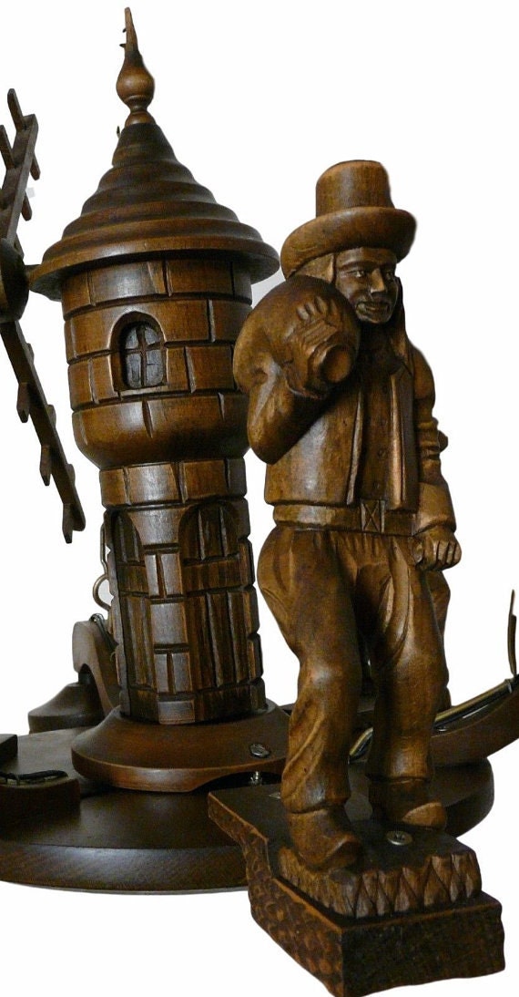 French Black Forest Antique Hand Carved Wood Light Lamp - Etsy