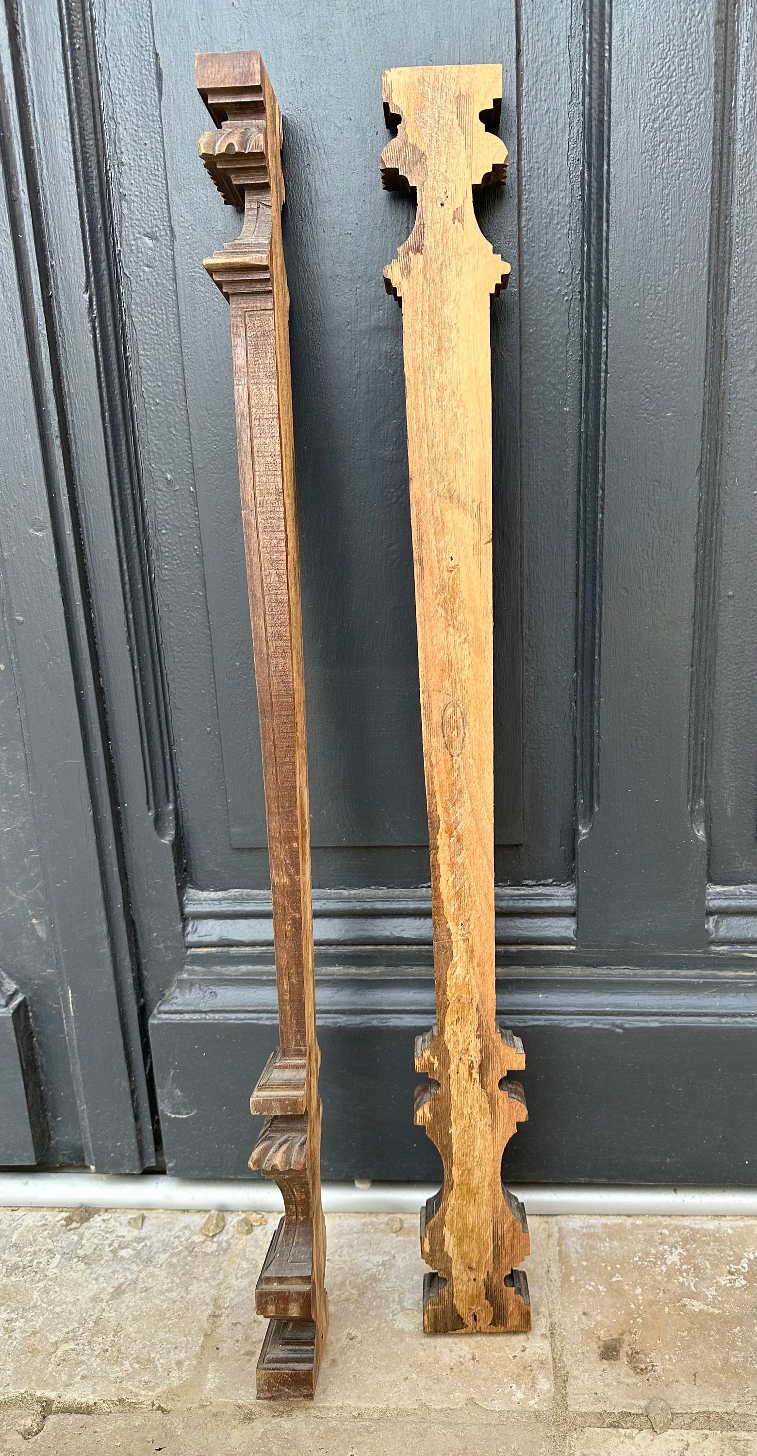 Pair of Carved Wood Trim Post Pillars Columns, Architectural Pilasters ...