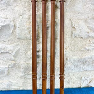 24" Antique Walnut Wood Post Pillars, Architectural Fluted Pilasters ...