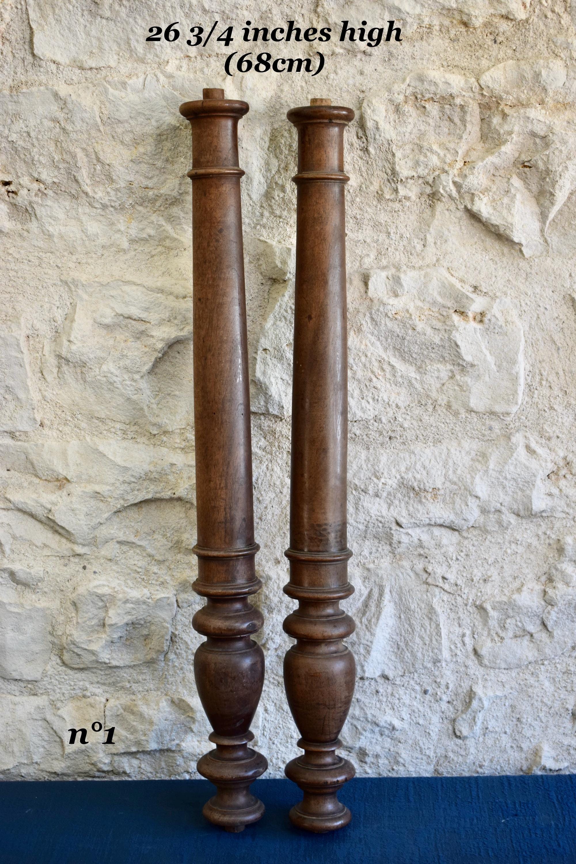 Walnut Wood Post Pillars, Architectural Furniture Pilasters, Antique ...