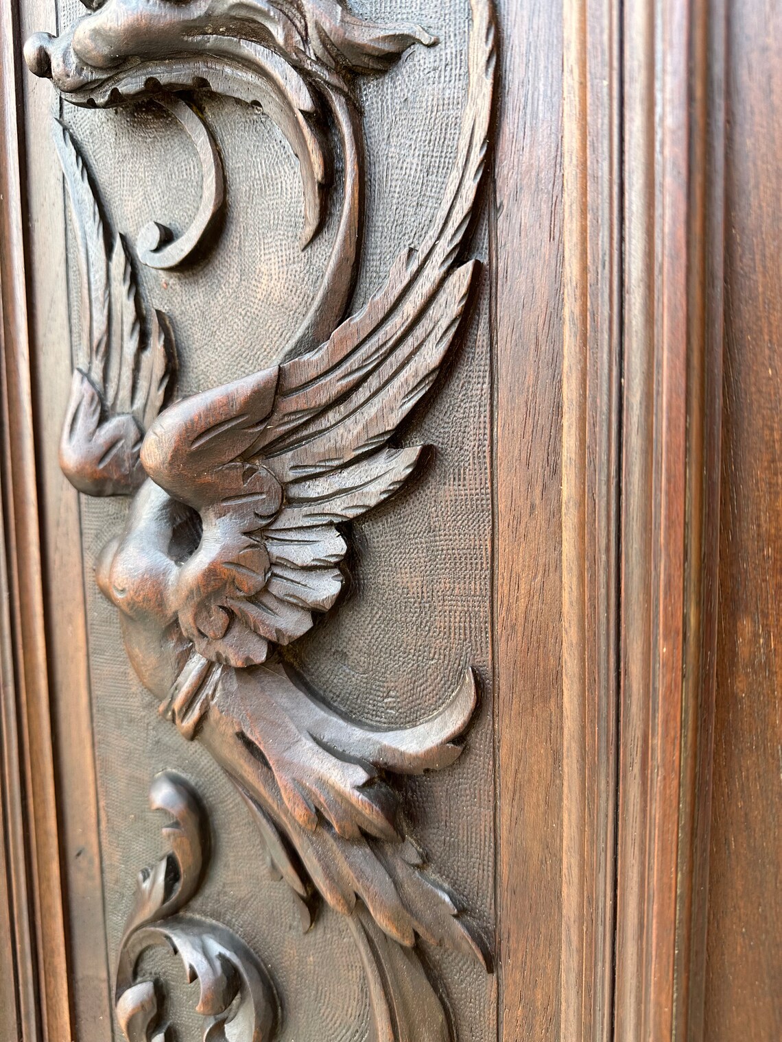 Hand Carved Vintage Wood Salvage Door Griffin Panel Chimera - Etsy