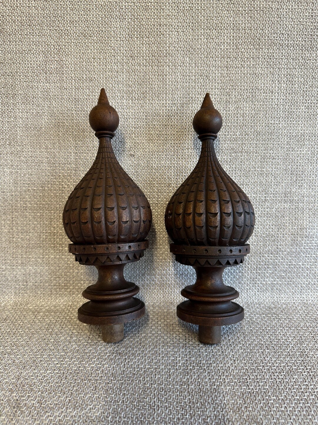 Pair of Antique Newel Post Cap, Rare French Hand Made Finials ...