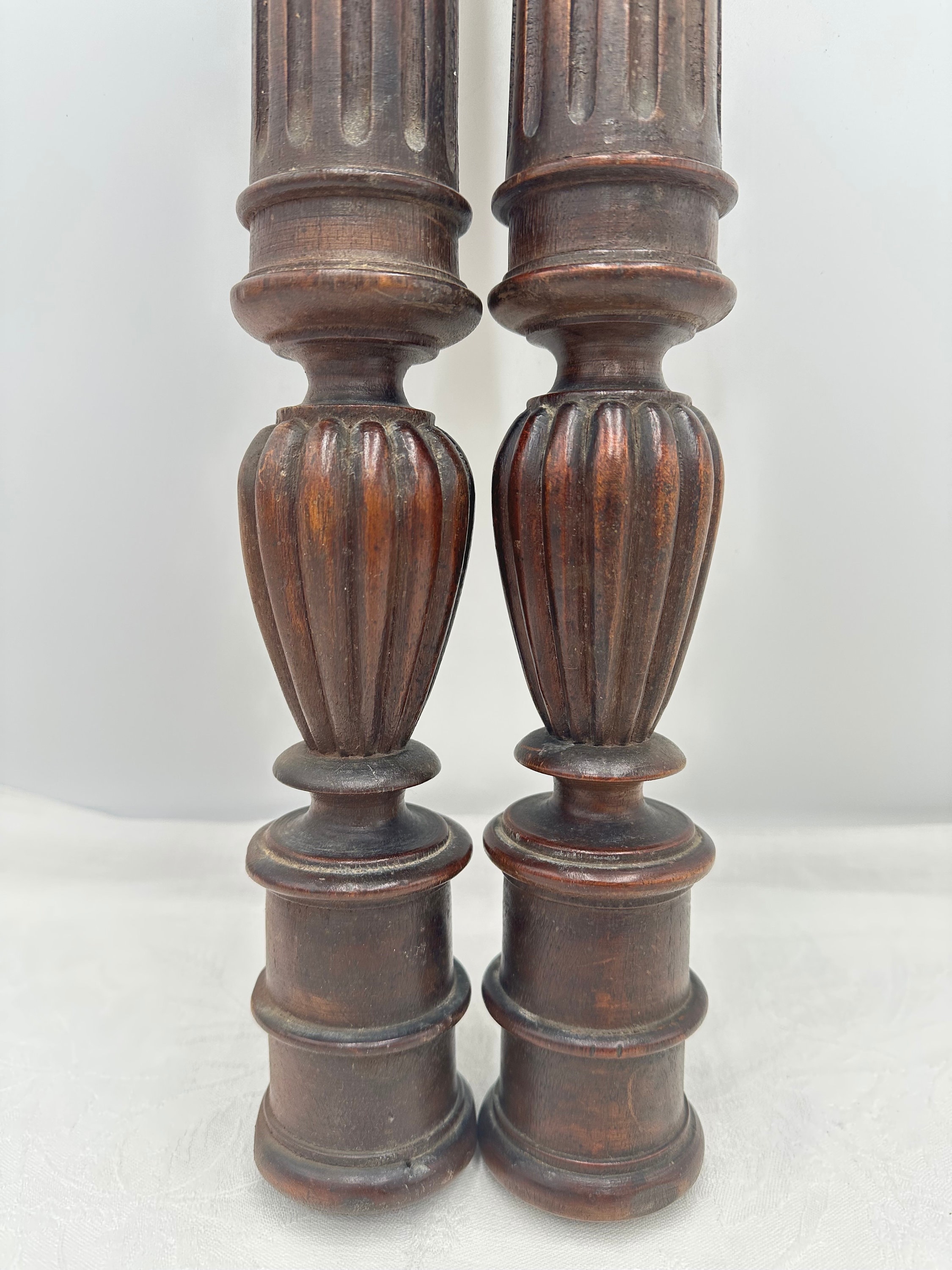 21" Vintage Wood Post Pillars, Architectural Fluted Pilasters, French ...