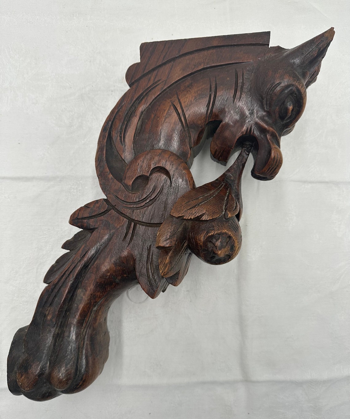 Hand Carved Oak Wood Corbels, Furniture Support, Griffin Dragon Fruits ...