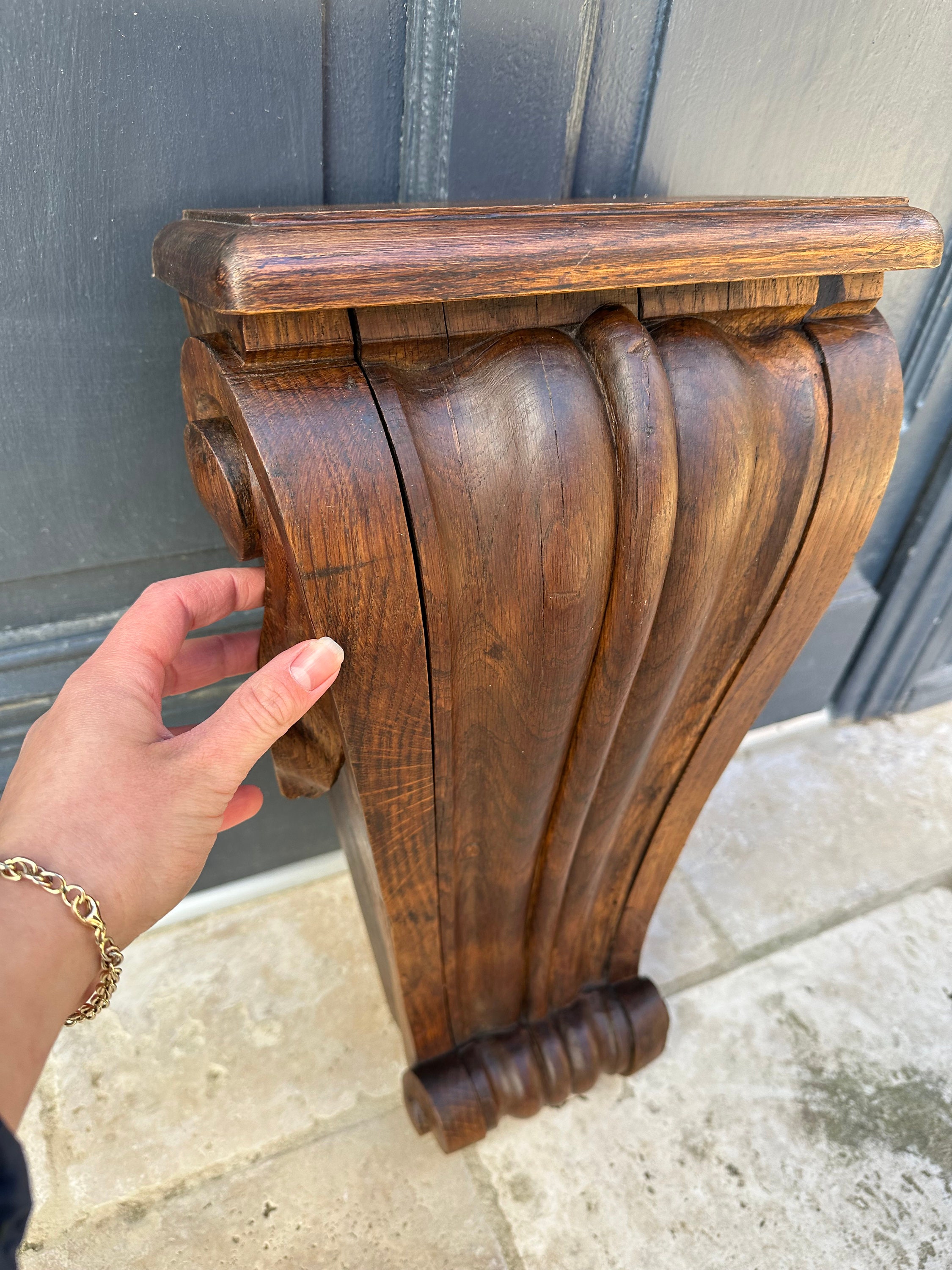 17" Vintage Carved Oak Wood Wall Corbel Large Bracket Shelf - Etsy