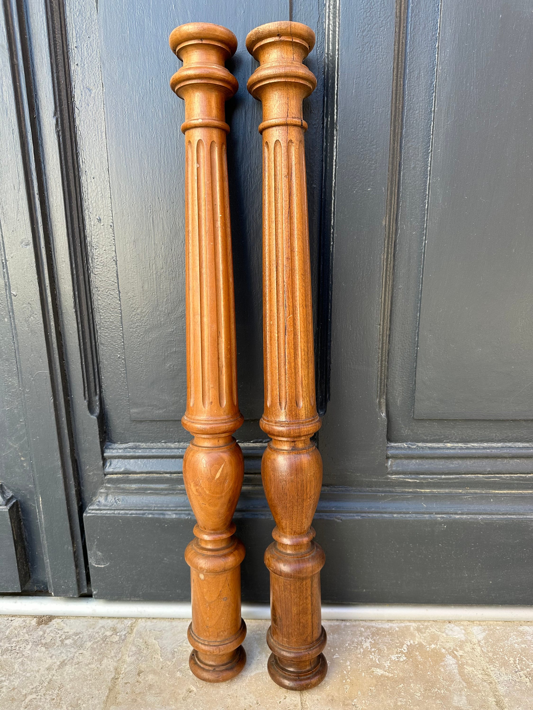 25" Fluted Wood Columns Walnut Salvaged Furniture Parts - Etsy