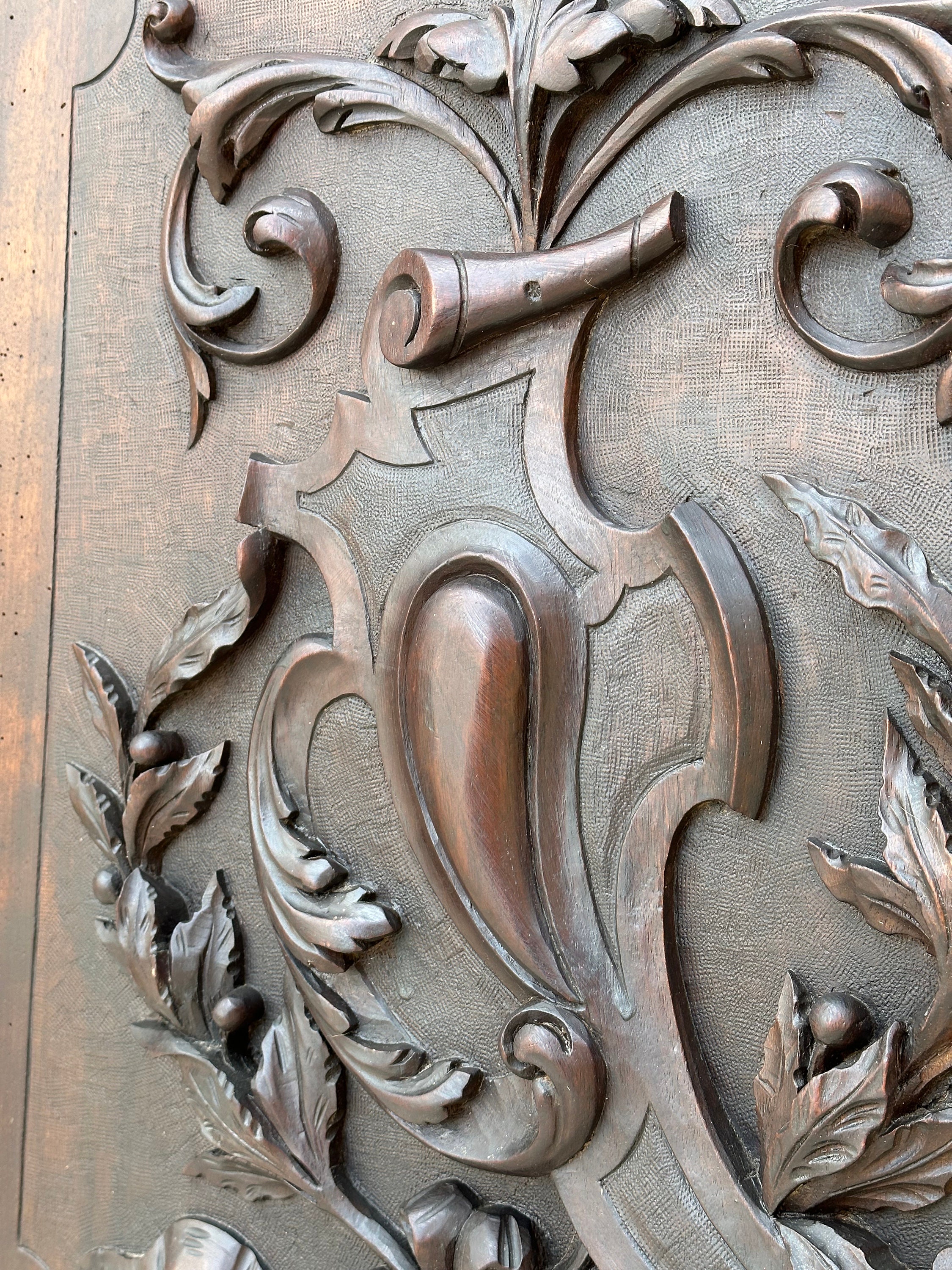 Architectural Hand Carved Wood Panel Scrolls Blazon Crest Paneling - Etsy