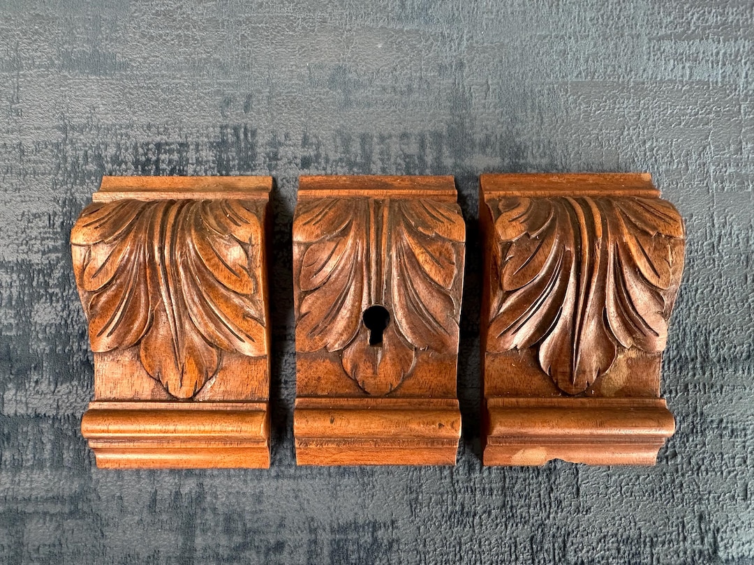 Antique Carved Wood Acanthus Appliques for Furniture With Wooden ...