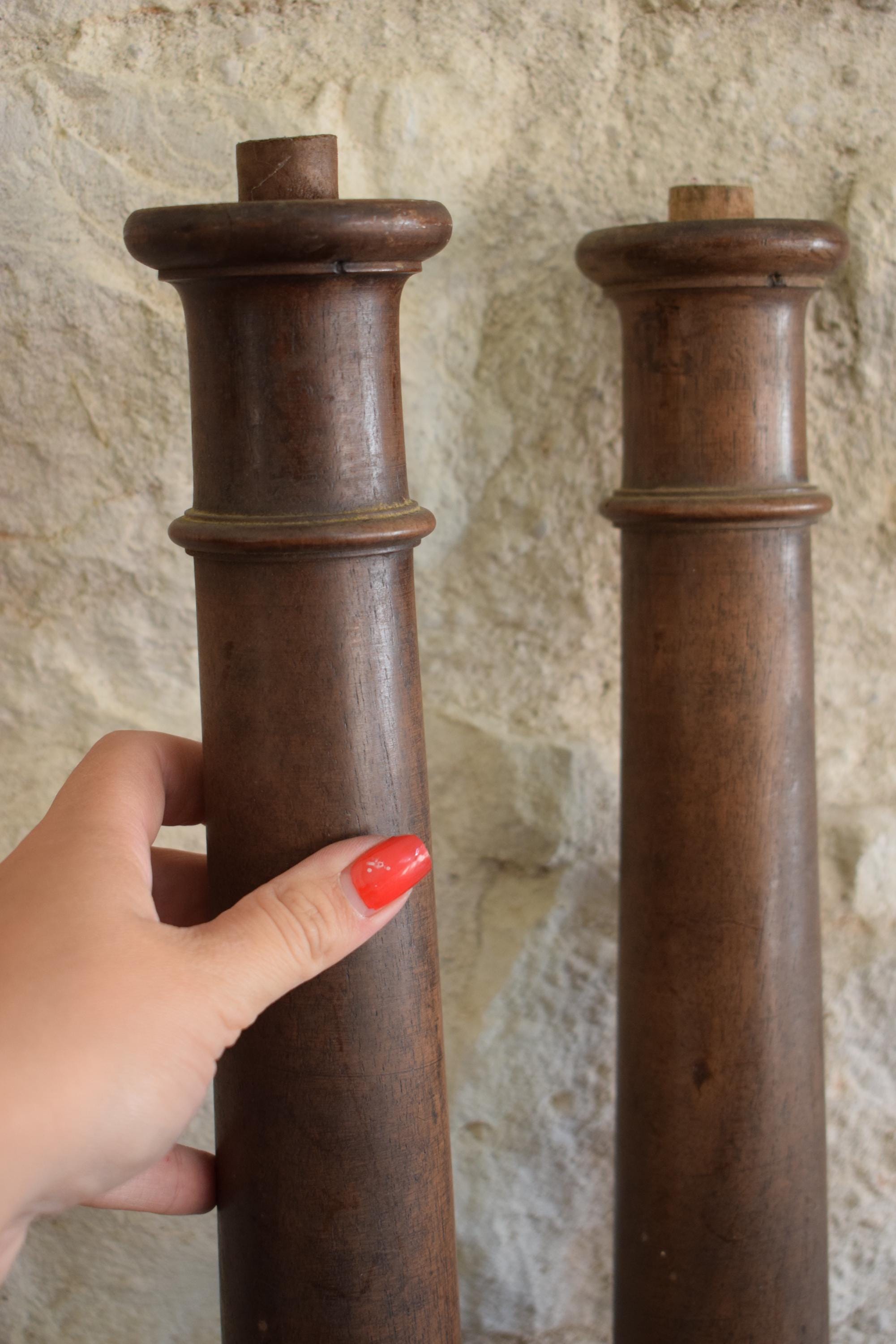 Walnut Wood Post Pillars, Architectural Furniture Pilasters, Antique ...