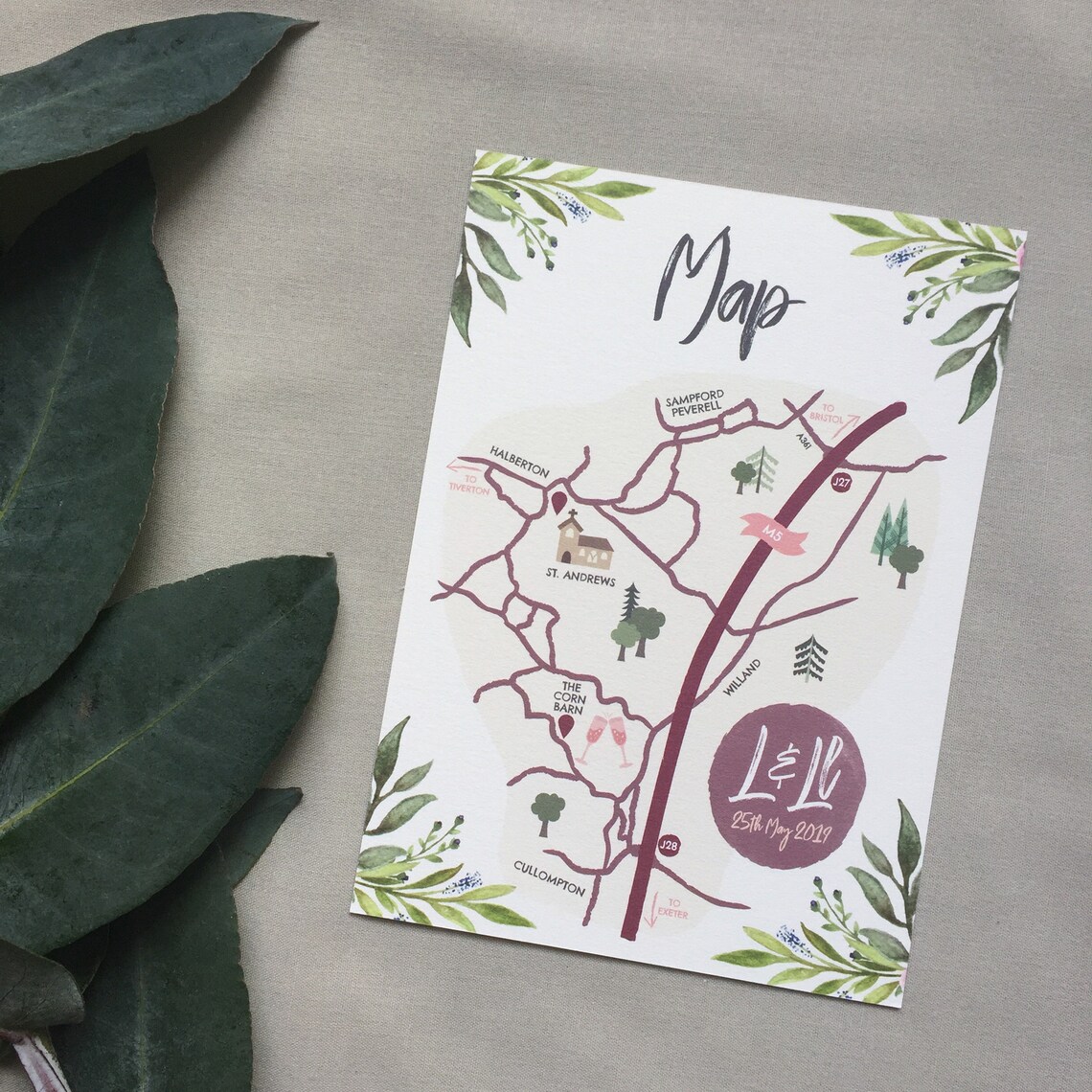 Personalised Wedding Map, Custom Wedding Venue Map, Printed Customised ...