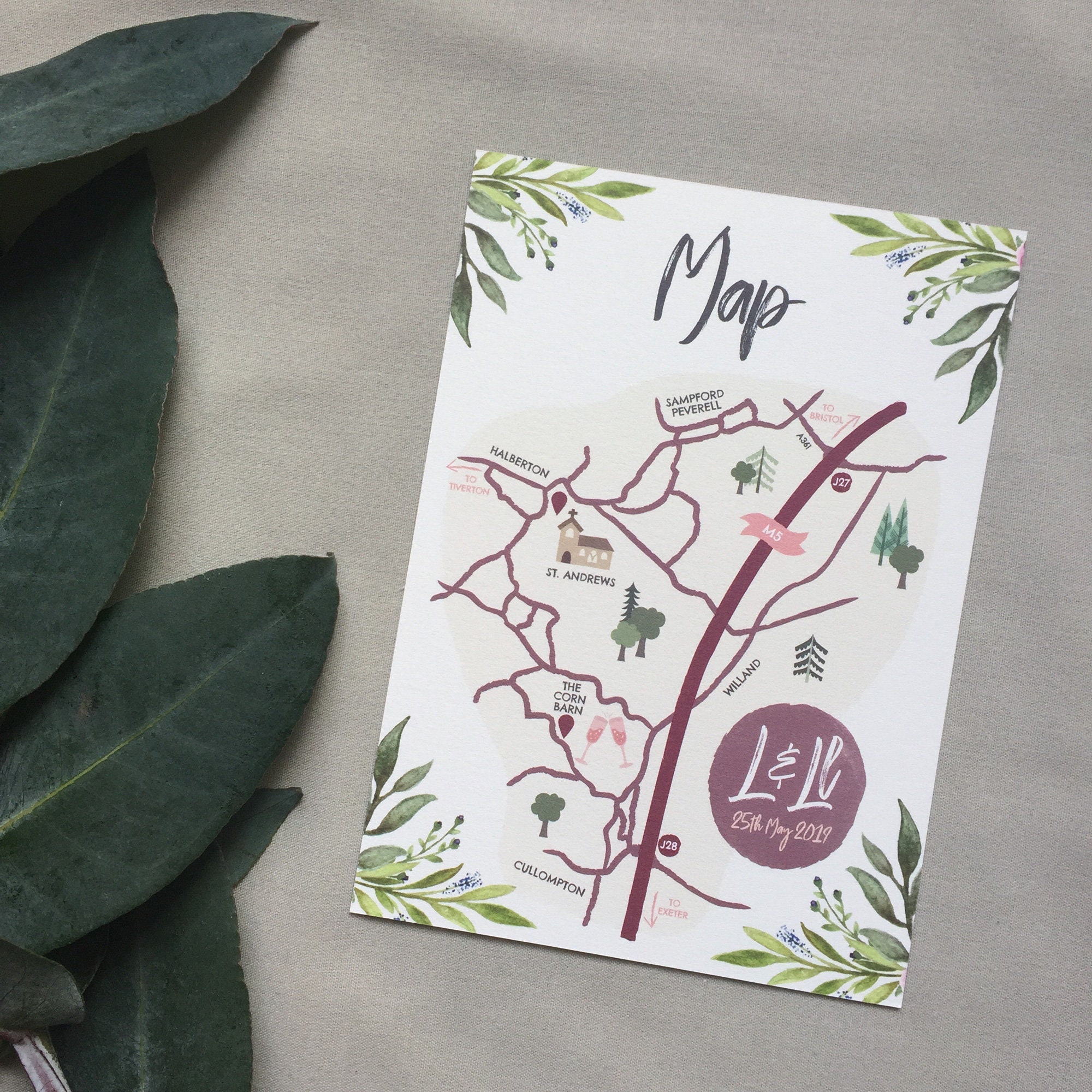 Personalised Wedding Map, Custom Wedding Venue Map, Printed Customised ...