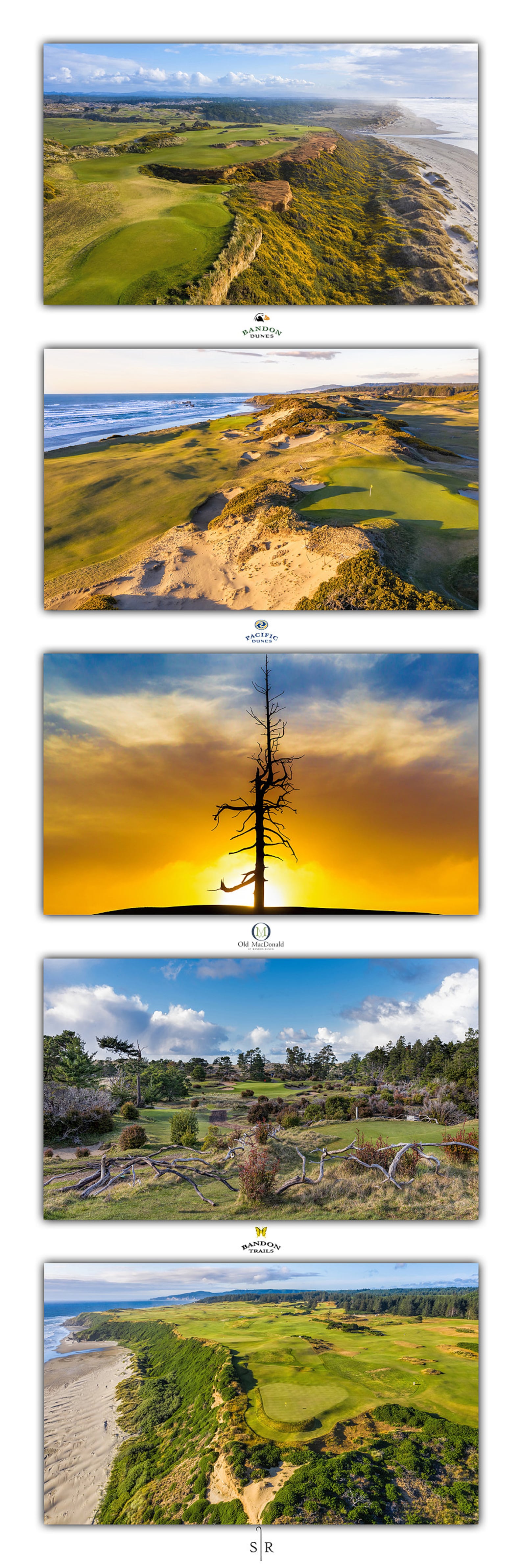 Bandon Dunes Golf Poster Featuring the 5 Courses - Fine Art Golf Prints ...