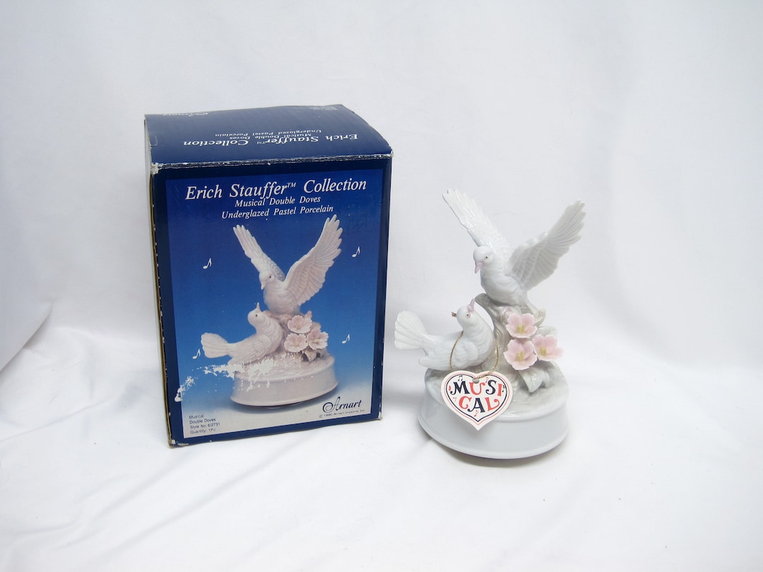 Erich Stauffer Musical Porcelain Double Doves Music Box - Etsy