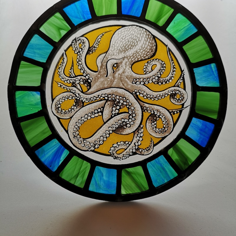 Octopus Glass Wall Art - Etsy