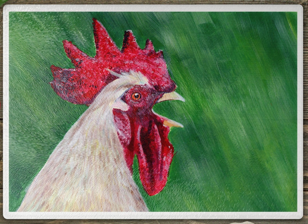 Rooster Glass Chopping Board, Chicken Worktop Saver, Chicken Glass ...
