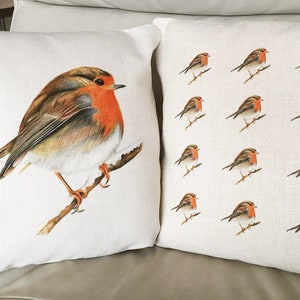 Robin Linen Cushion, Robin Gift, 40 X 40, Linen Cushion With Inner Pad ...