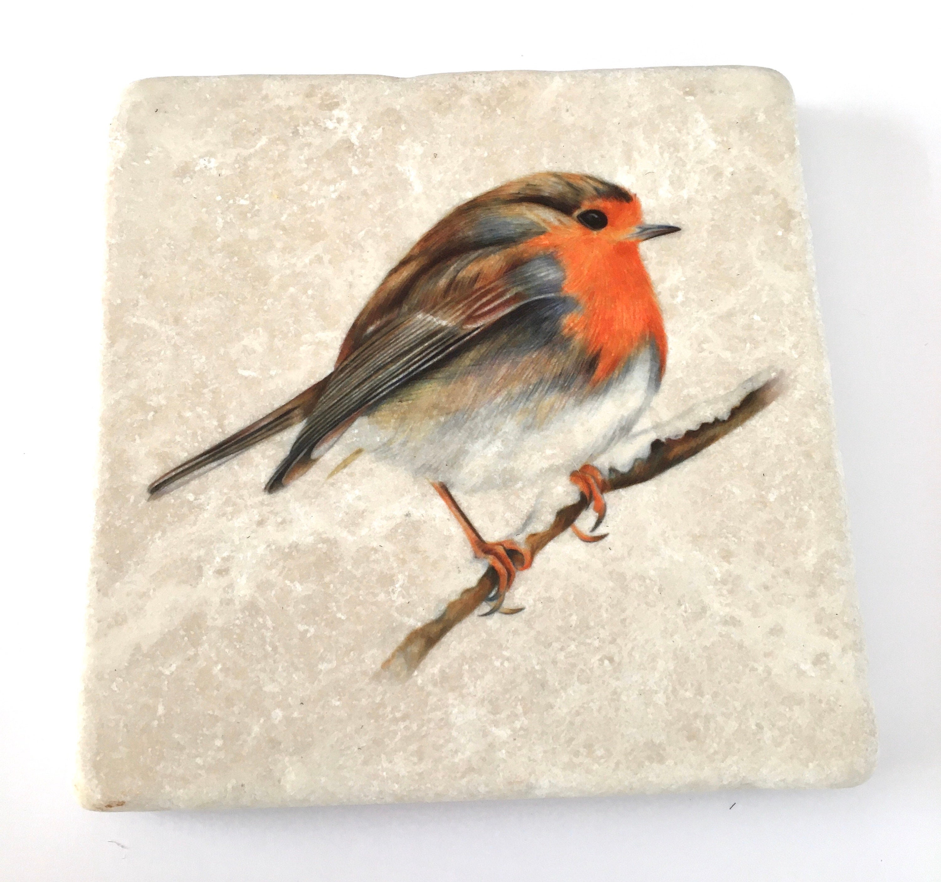 Marble Stone Robin Coasters. 10cm X 10cm Robin Coasters Red | Etsy