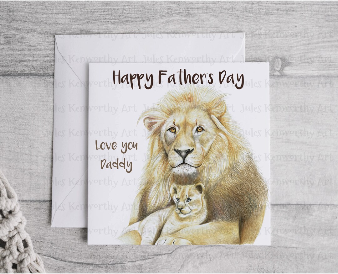 Personalised Lion Father's Day Card, Cute Father's Day Card ...