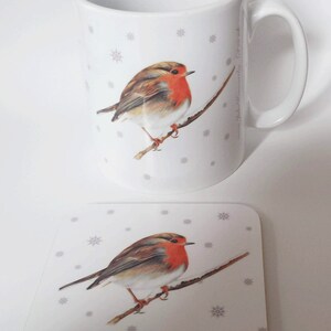 Robin Christmas Mug or Robin Mug & Coaster Gift Set, Robin in ...