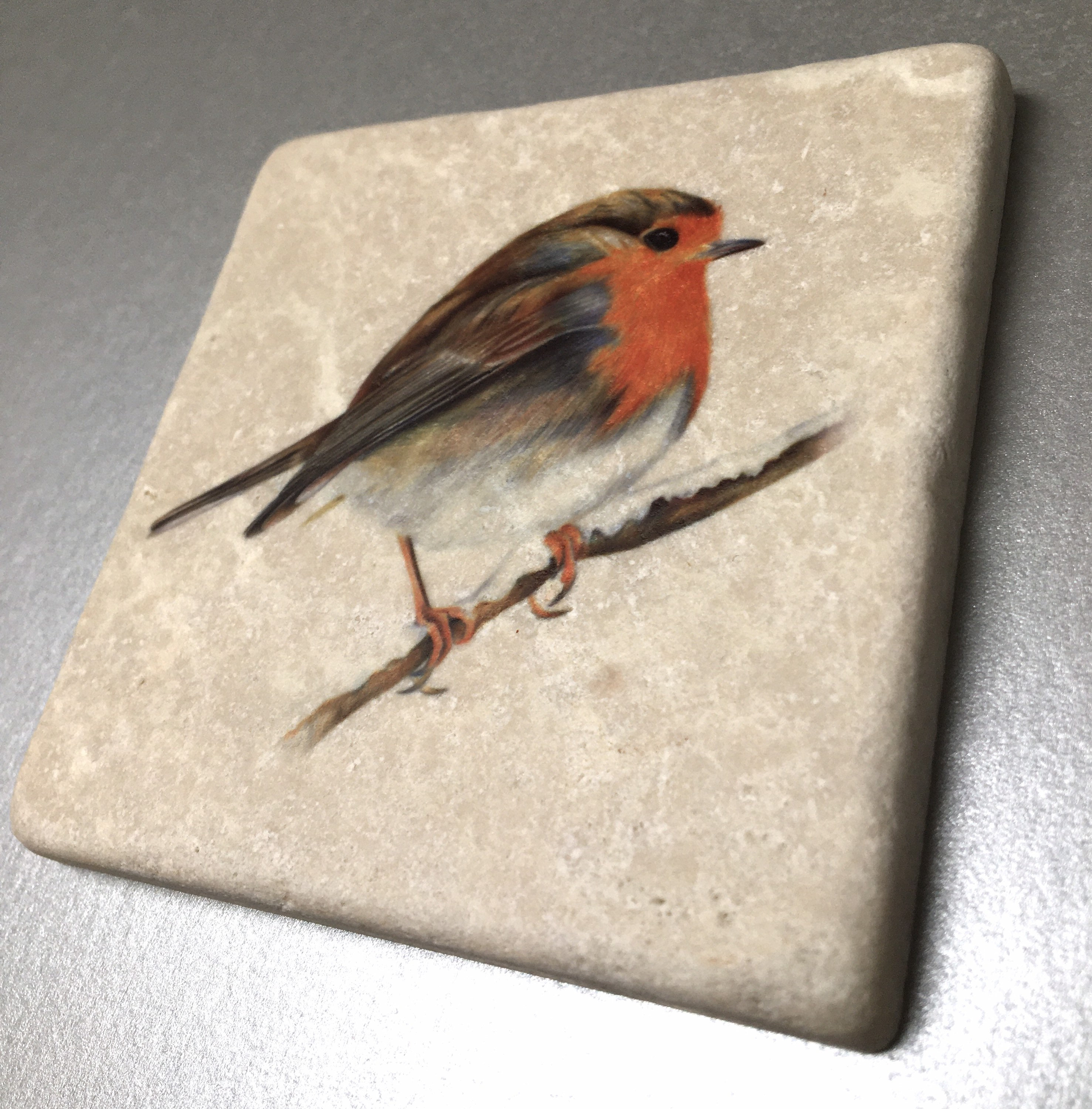 Marble Stone Robin Coasters. 10cm X 10cm, Robin Coasters, Red Robin ...
