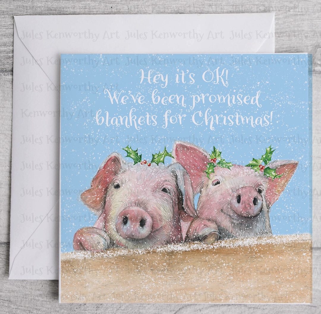 Funny Pig Christmas Card, Piglet Christmas Card 148mm X 148mm, Funny ...