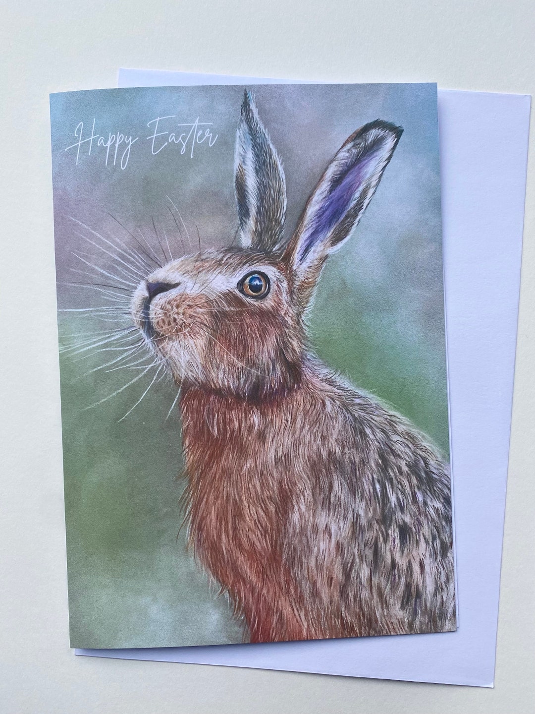 Personalised Hare Card, Pastel Hare Greetings Card, Happy Easter Card ...